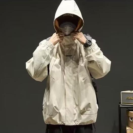マウンテンパーカー メンズ 春秋 防風 登山服 ジャケット フード付き 運動着 スポーツウェア カジュアル ゆったり