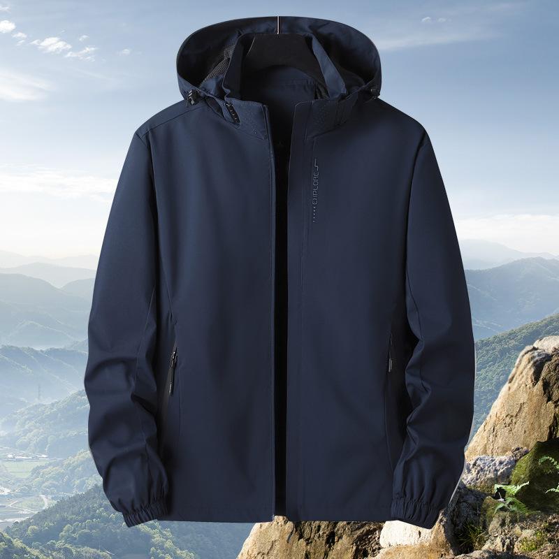 2マウンテンパーカー 男性用 薄手 撥水 速乾 透湿 アウトドア ジャケット 取り外し可能 フード付き アウター ブルゾン カジュアル スポーツウェア 春秋