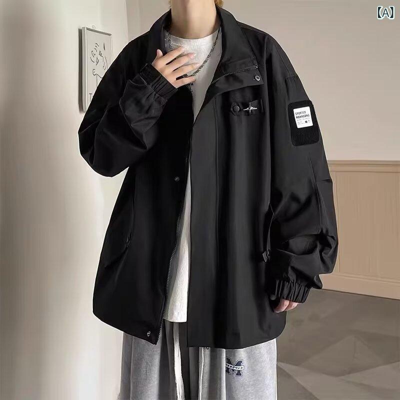 ジャケット 男性用 レトロ 配色 切り替え ゆるダボ カジュアル アウター