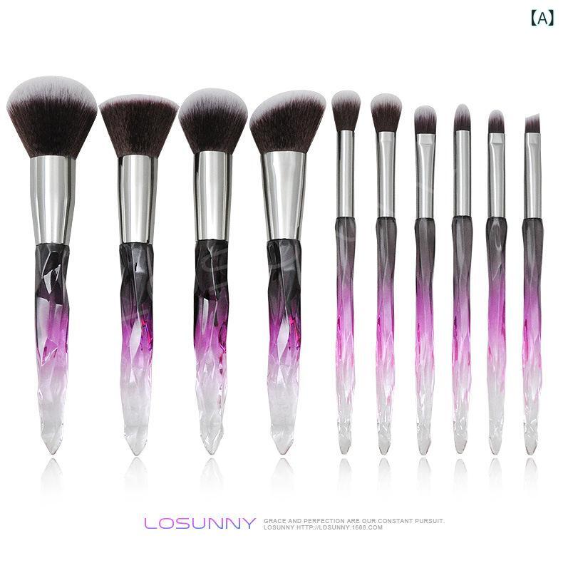 メイクブラシ 10本セット 透明 クリスタル 粉末化粧ブラシ フェイスブラシ アイシャドウブラシ・カテゴリ: 化粧ブラシセット・ブラシ数: 10本・ブラシ素材: 人造繊維・ブラシケースタイプ: OPP袋・ブラシ柄素材: プラスチック・ブラシ...