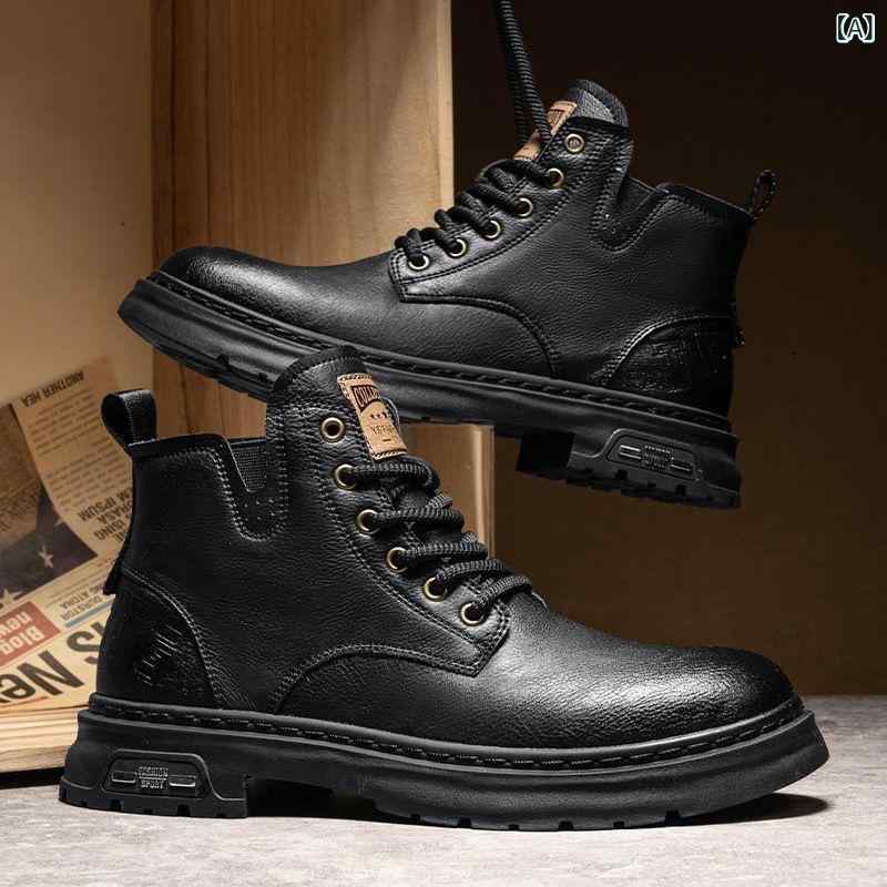 ブーツ メンズ 男性用 秋冬 高帮 レザー アウトドア ワークブーツ 革靴 アメリカン カジュアル 厚底