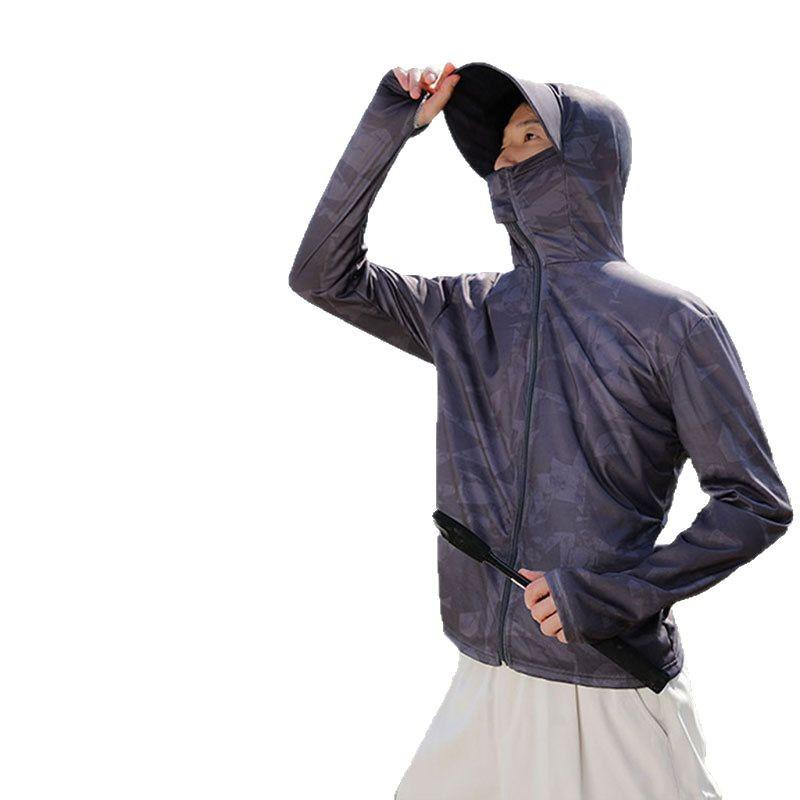アウター 男性用 薄手 接触冷感 UVカット 迷彩柄 紫外線対策 フード付き 通気性 釣り フィッシング アウトドア