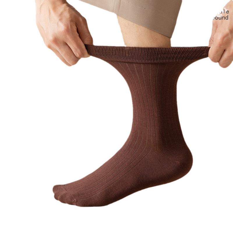 2靴下 男性用 厚手 ロングソックス 無地 コットン 秋冬 暖かい カジュアル 中筒