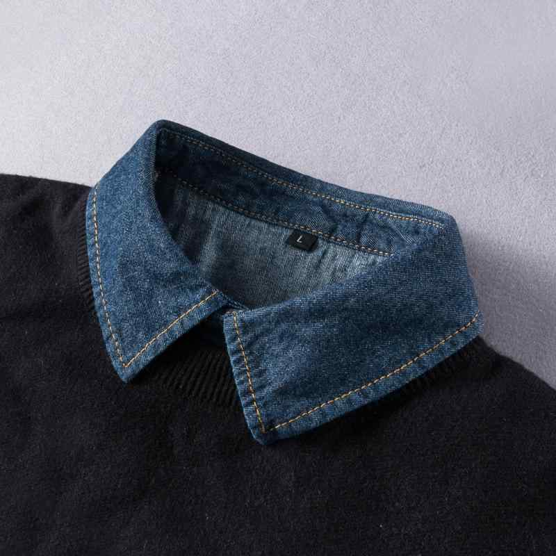 付け襟 レディース デニム シャツ 男性用 秋冬 セーター 襟 取り外し可能 綿