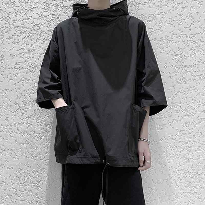Tシャツ メンズ 男性用 半袖 帽子付き ゆったり 五分袖 トレーナー プルオーバー トップス カッコいい 夏服