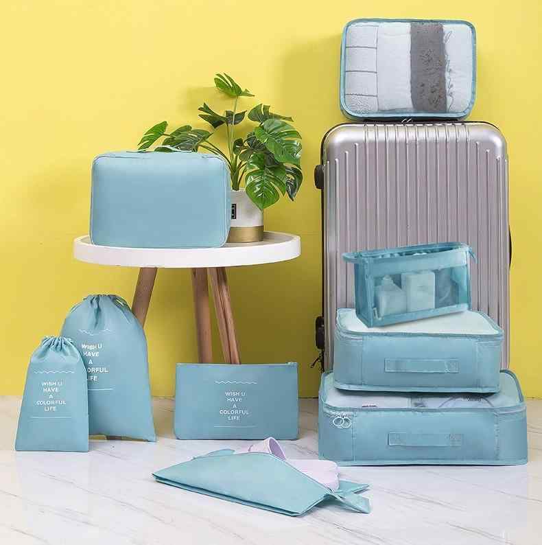 トラベルポーチ 大容量 防水 旅行 化粧品 洗漱用品 下着 収納 ポーチ 8点セット