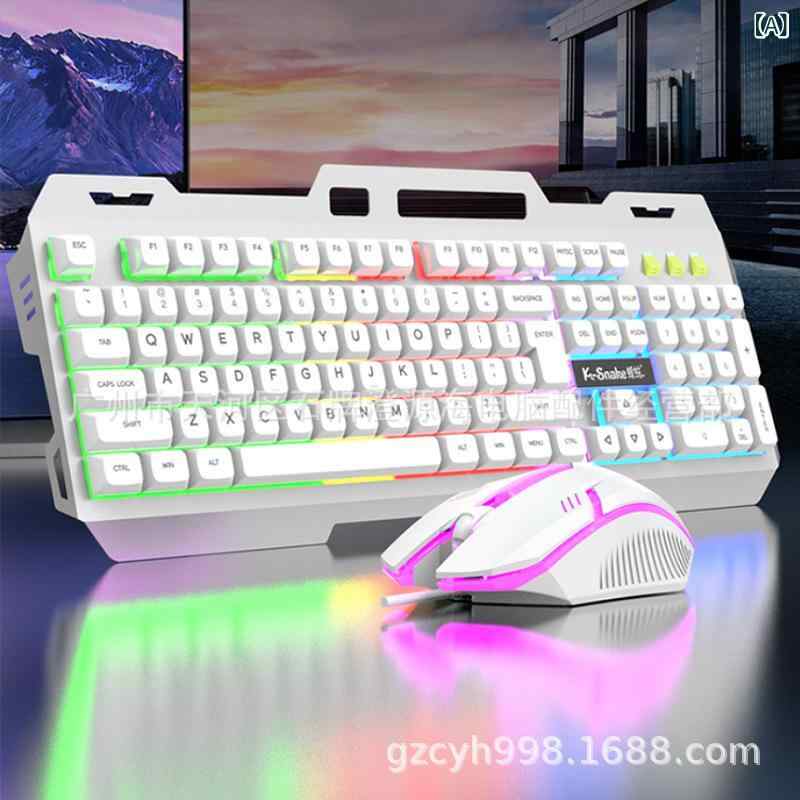 2キーボード マウス セット USB有線 発光 ゲーミングキーボード メンブレンキーボード