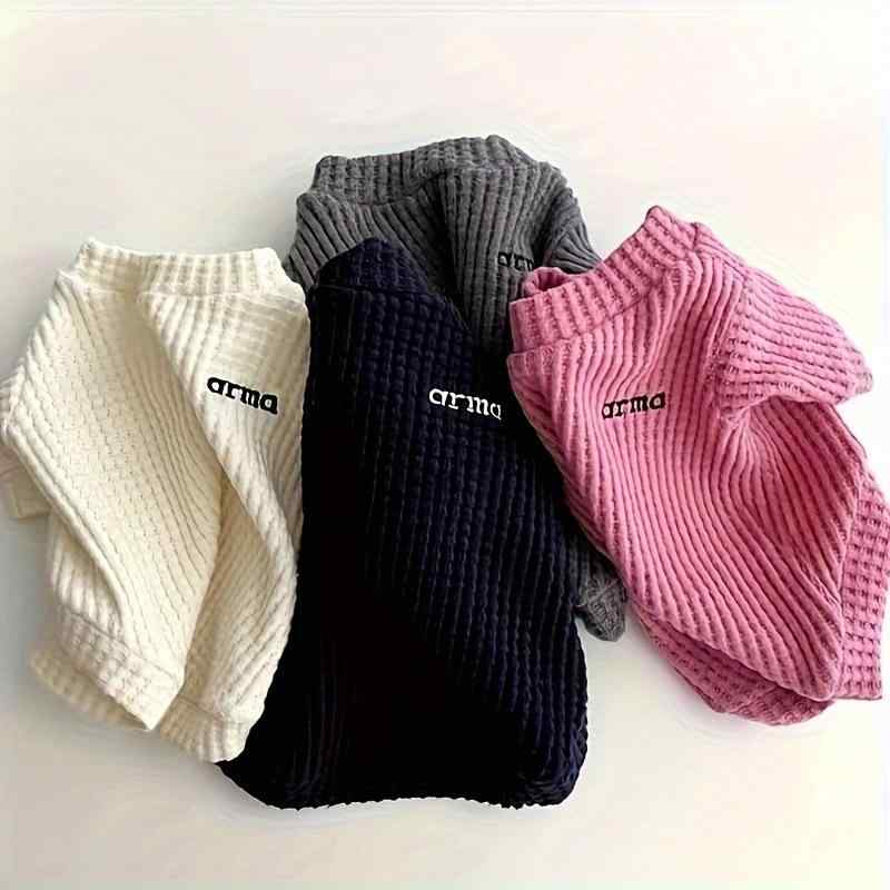 ペット 春秋 ワッフル生地 トレーナー アルファベット 刺繍 かわいい ペット 犬[ "・素材: ポリエステル", "・カテゴリ: 卫衣", "・スタイル: 現代シンプル", &q...