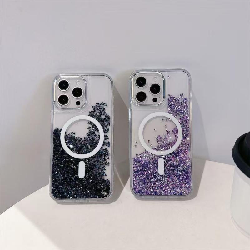iPhone ケース 全面保護 高透明 キラキラ マグネット内蔵 耐衝撃