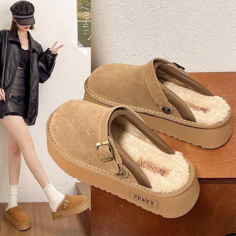 サンダル レディース 秋冬 ファー サボ サンダル 厚底 スリッパ 外履き スリッポン モカシン 雪駄 ボア あったか 防寒 つっかけ かわいい 普段使い 部屋履き