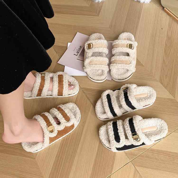 サンダル レディース 厚底 美脚 ファー 秋冬 かわいい おしゃれ 歩きやすい 疲れにくい 履きやすい スリッパ つっかけ 外履き 普段使い