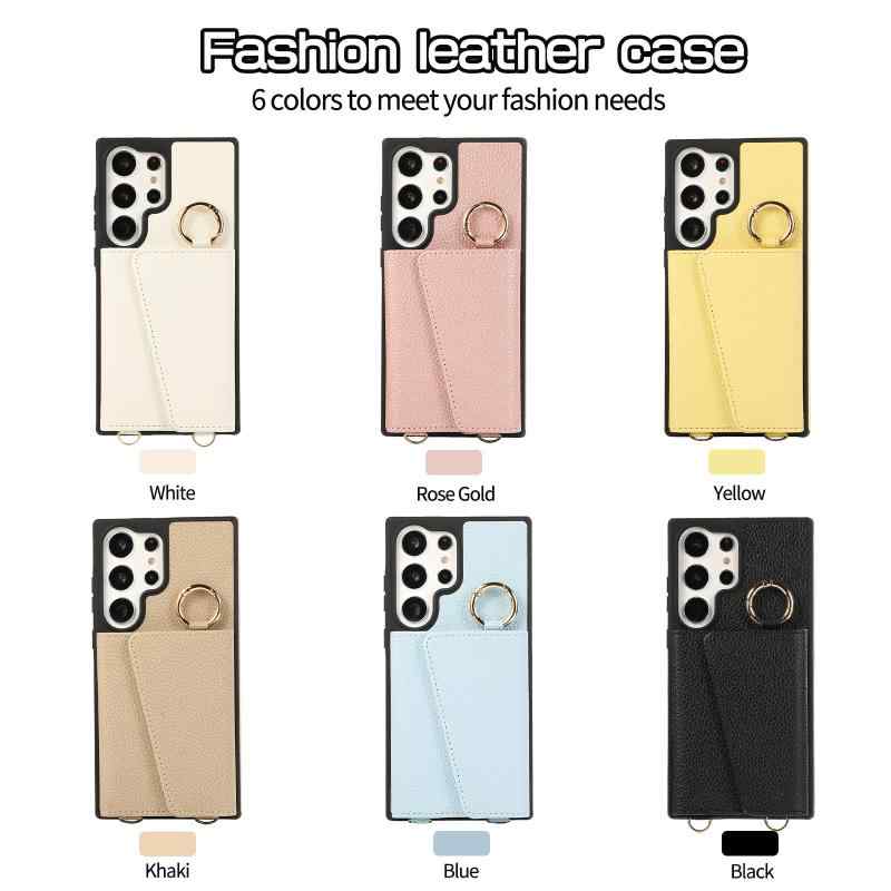 スマホケース Samsung Galaxy S23 Ultra 携帯ケース S21 S24 兼用 財布型 カード収納 ショルダーストラップ付き レザー 斜めがけ 大人かわいい・素材: 仿皮・流行元素: 挂绳, 镜子, 手环, 斜挎, 隐形支...