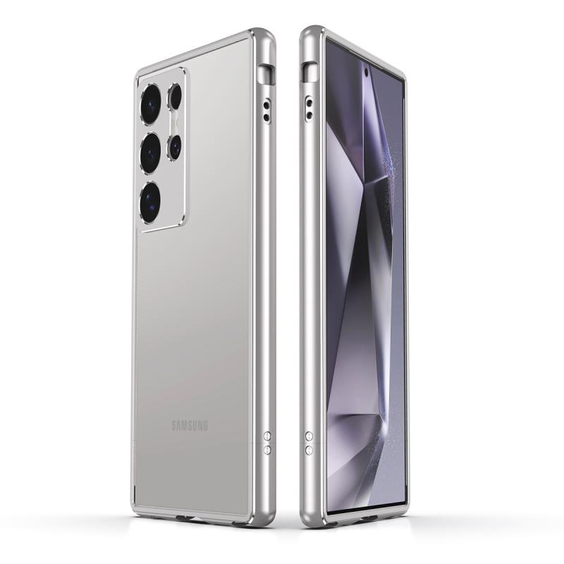 スマホケース Galaxy S24 Ultra 金属フレーム ロックネジ 冷却 放熱 耐衝撃 保護 落下防止 シルバー ブラック