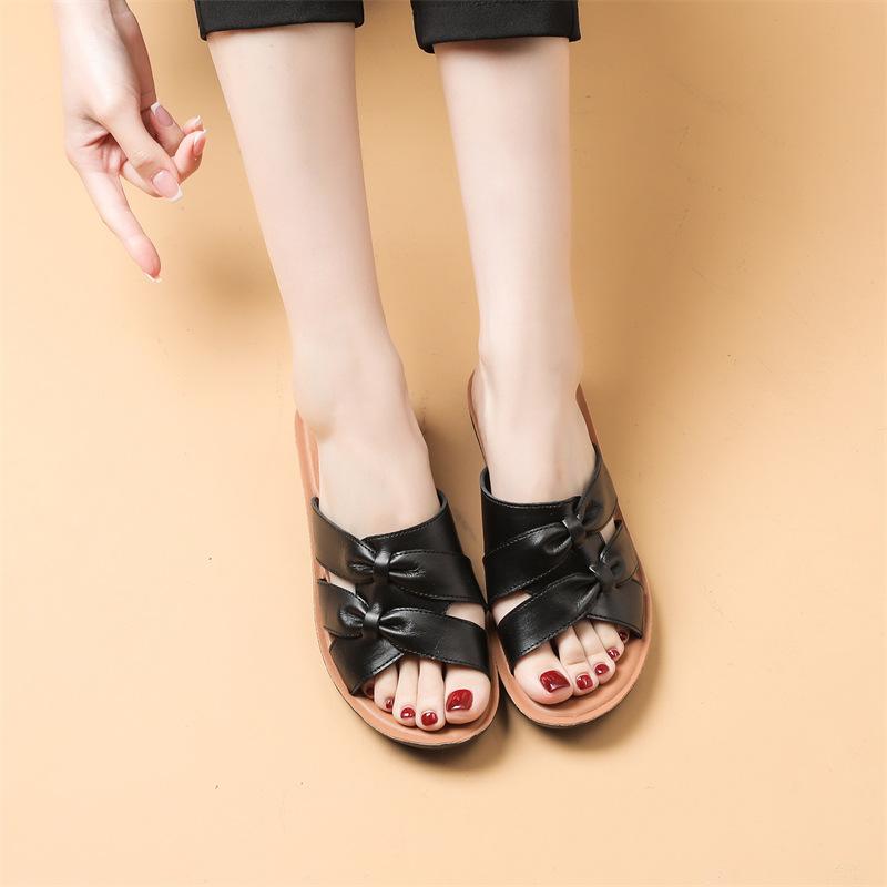 サンダル レディース 革 厚底 滑り止め 履きやすい 歩きやすい 痛くなりにくい 婦人靴 女性用 ミセス シニア 高齢者 母の日 贈り物 普段使い・対象年齢: 成人・スタイル: カジュアル・流行の要素: 蝶結び・アッパー素材: 牛革・靴底素...