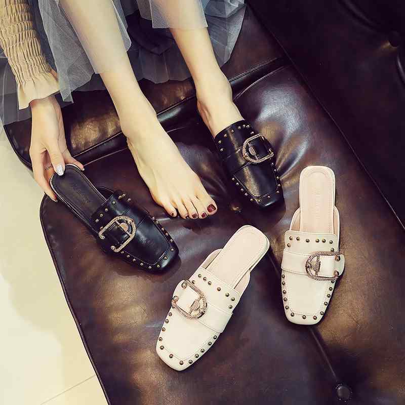 サンダル レディース ミュール 太ヒール スリッパ 普段使い