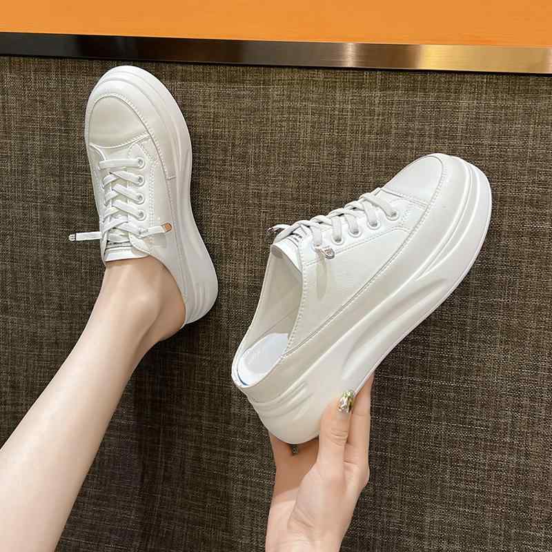 スニーカー レディース 厚底 レザー 切り替え スリッパ サンダル カジュアルシューズ 学生靴 韓国 白 普段使い・カラー: B009白皮面, B009黒皮面・サイズ: 34, 35, 36, 37, 38, 39, 40・靴の甲材: 二層...