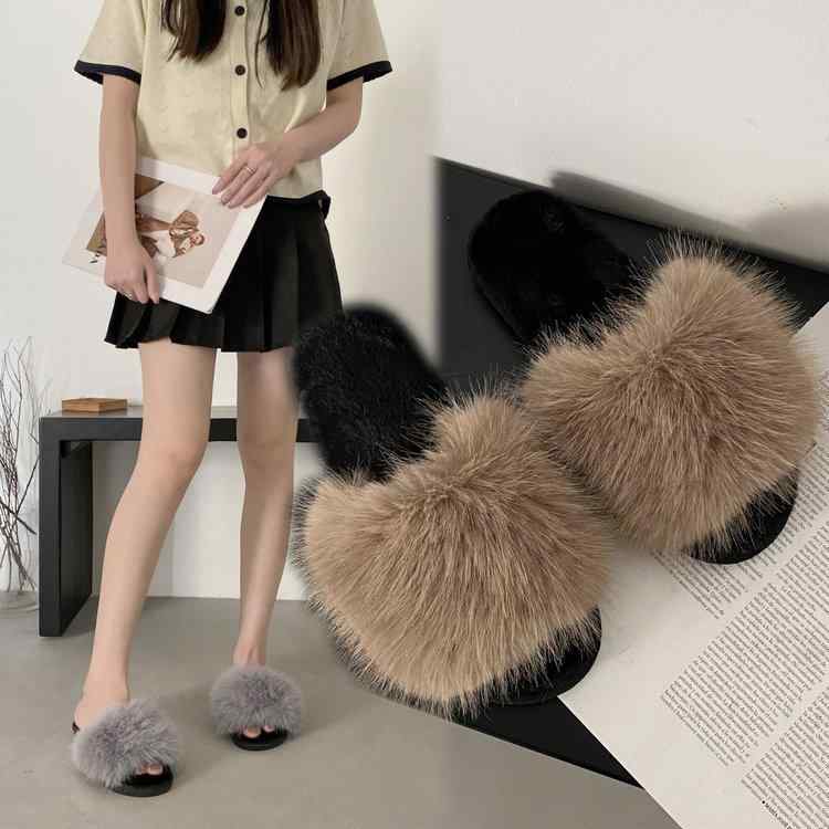 サンダル レディース かわいい フラット底 防滑 小清新 普段使い 秋冬 ワンマイル 仙女風 毛毛・カテゴリ: サンダル・対象年齢: 成人・スタイル: フェアリー風・流行の要素: その他・アッパー素材: スエード・ソール素材: ゴム・裏地素...