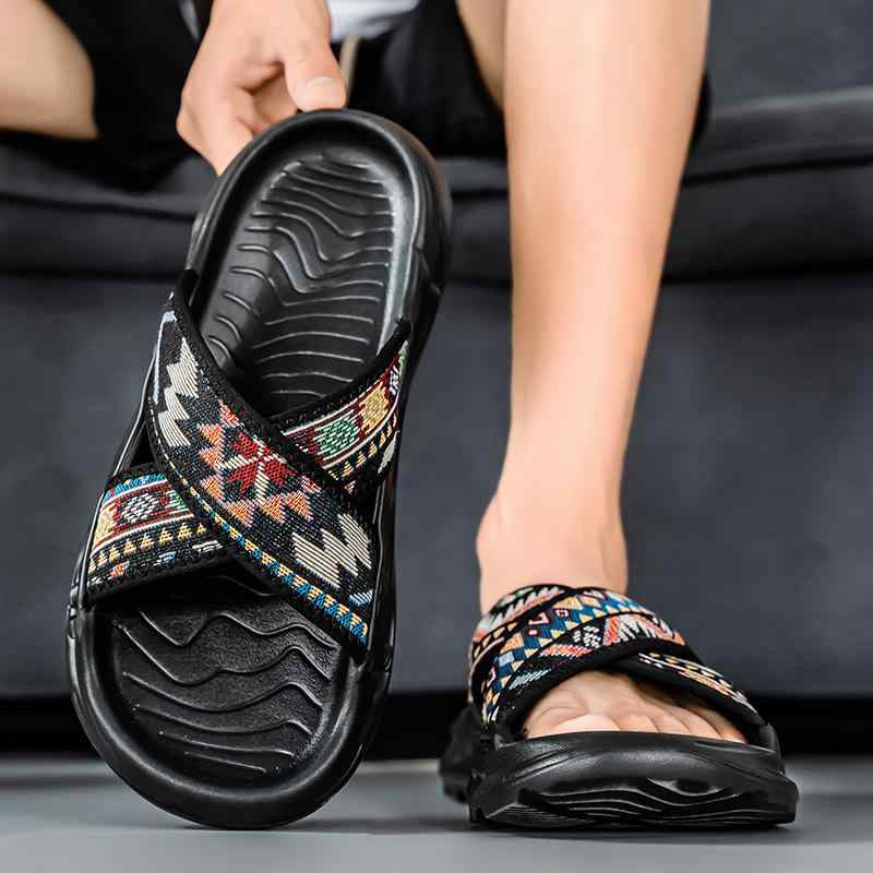 サンダル メンズ 男性用 超軽量 携帯 スリッパ 涼しい 涼感 夏 柔らかい ソフト プリント 外履き ベランダ 普段使い