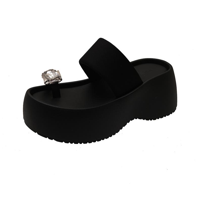 サンダル レディース 小柄 厚底 トングサンダル ビジュー ラインストーン かわいい 歩きやすい 履きやすい 普段使い