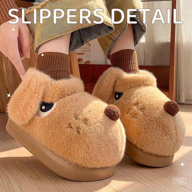 靴 レディース 冬用 ルームシューズ かわいい 小犬 加絨 裏起毛 暖かい 滑り止め 厚底 メンズ スリッパ 室内履き