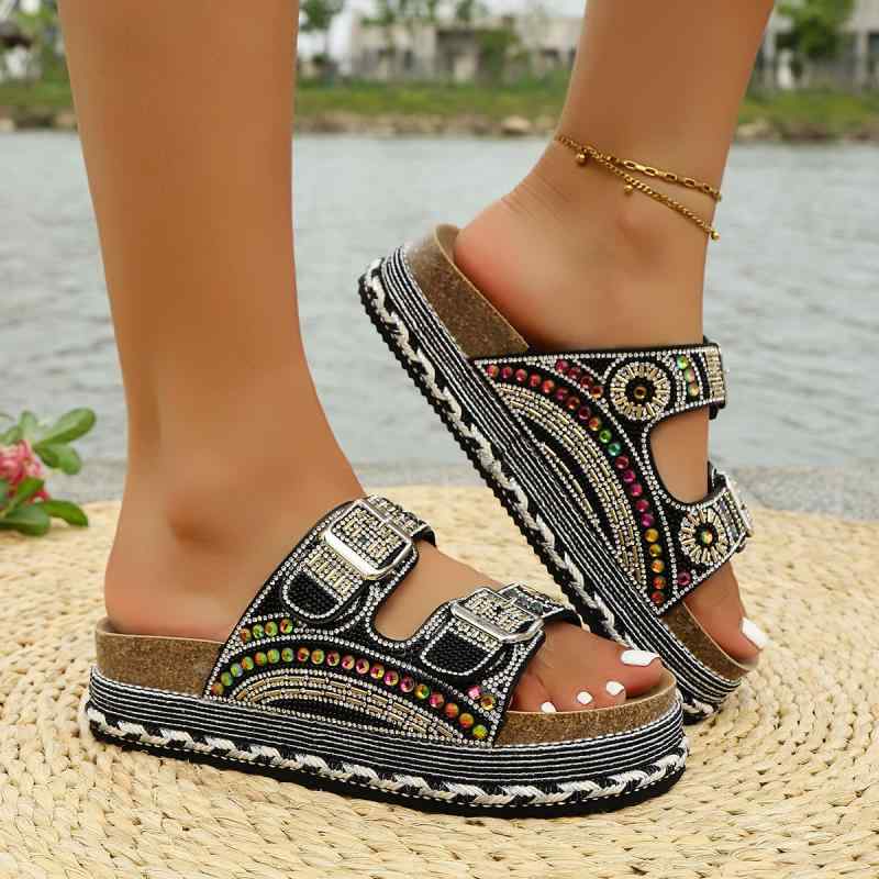 サンダル レディース 厚底 麻 ロープ ダブルバックル ジルコニア ビーチサンダル 大きいサイズ 履きやすい かわいい 歩きやすい ソフトボトム 普段使い リゾート 旅行
