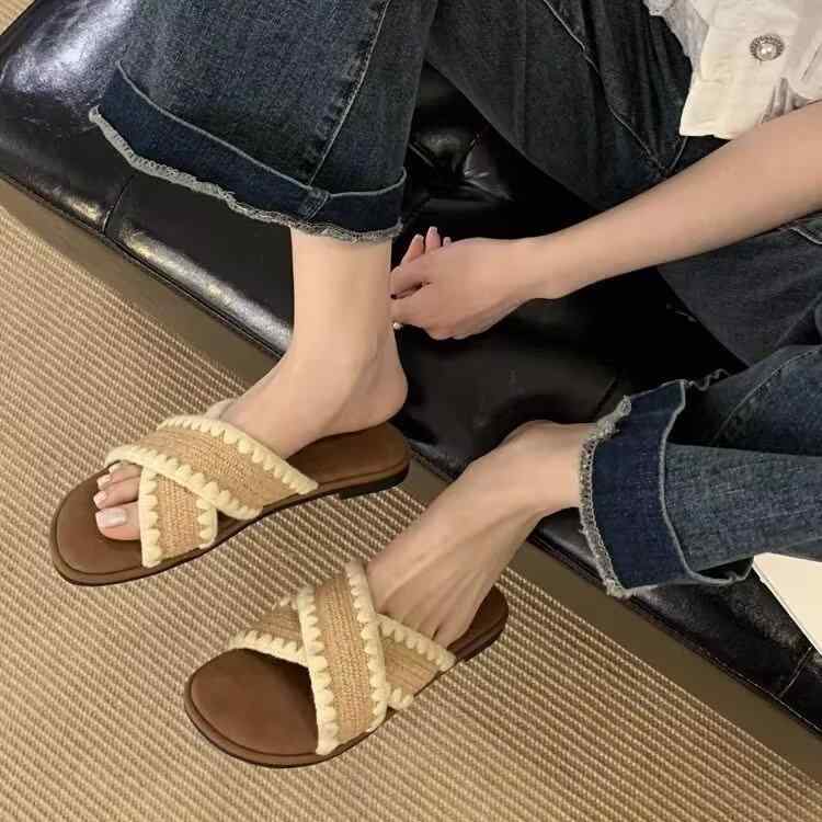 サンダル レディース ボヘミアン ビーチサンダル クロス編み フラットサンダル ぺたんこ ビーチ リゾート 海 疲れにくい 歩きやすい かわいい おしゃれ