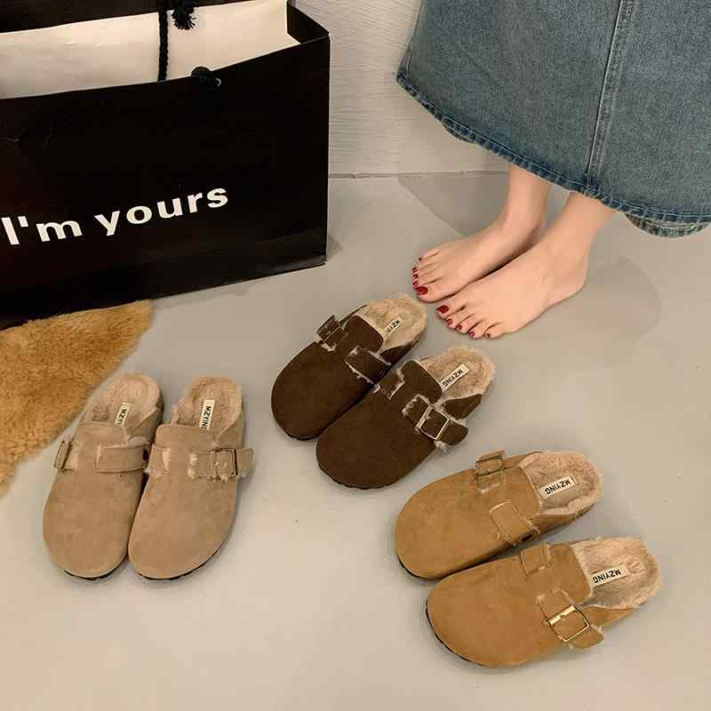 サンダル レディース 秋冬 厚底 ファー サンダル ベルト スリッパ 大きいサイズ 暖か かわいい 普段使い モコモコ