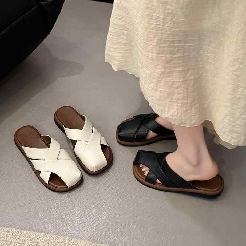 サンダル レディース フラット サンダル 編み込み スリッパ 外履き ぺたんこ 履きやすい 歩きやすい シンプル カジュアル おしゃれ 春夏