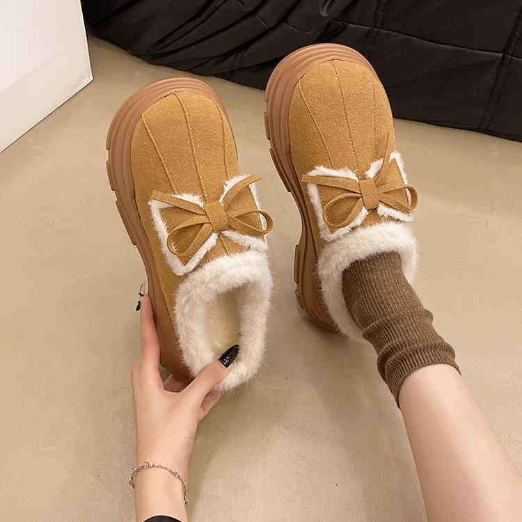 スノーブーツ レディース 秋冬 ファー サボ サンダル 厚底 暖かい 防寒 スリッパ ファーサンダル