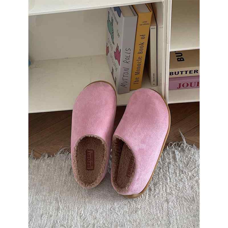 スリッパ レディース 秋冬 あったか スリッポン ルームシューズ 室内履き 防寒 冷え対策 滑り止め クッション性 歩きやすい 履きやすい 蒸れにくい 通気性 レトロ 学生 普段使い・カラー: ピンク, グレー, キャメル, ピンク单里, ...
