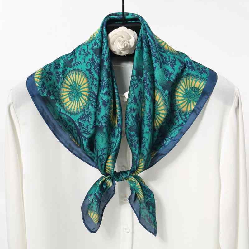 スカーフ レディース 70cm 正方形 エレガント 蓮 花柄 プリント 上品 アクセサリー ショール・カラー: 1#,2#・長さ: 70-70cm・編み方: 平紋・スタイル: 百搭, エレガント, OL, シンプル, , シック風, 豪華感...
