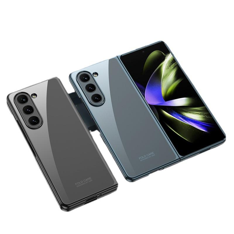 2スマホケース Samsung Galaxy Z Fold7 6 5 携帯カバー 電気メッキ加工 透明 折りたたみ式 耐衝撃・款式: 硬壳・材质: PC・流行元素: 电镀・工艺: 电镀・颜色: シャンパンゴールド, ブラック, シルバー, ...