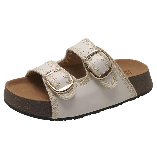 サンダル レディース 厚底 小柄 向け 柔らかい ぺたんこ 編み込み おしゃれ かわいい 歩きやすい 普段使い