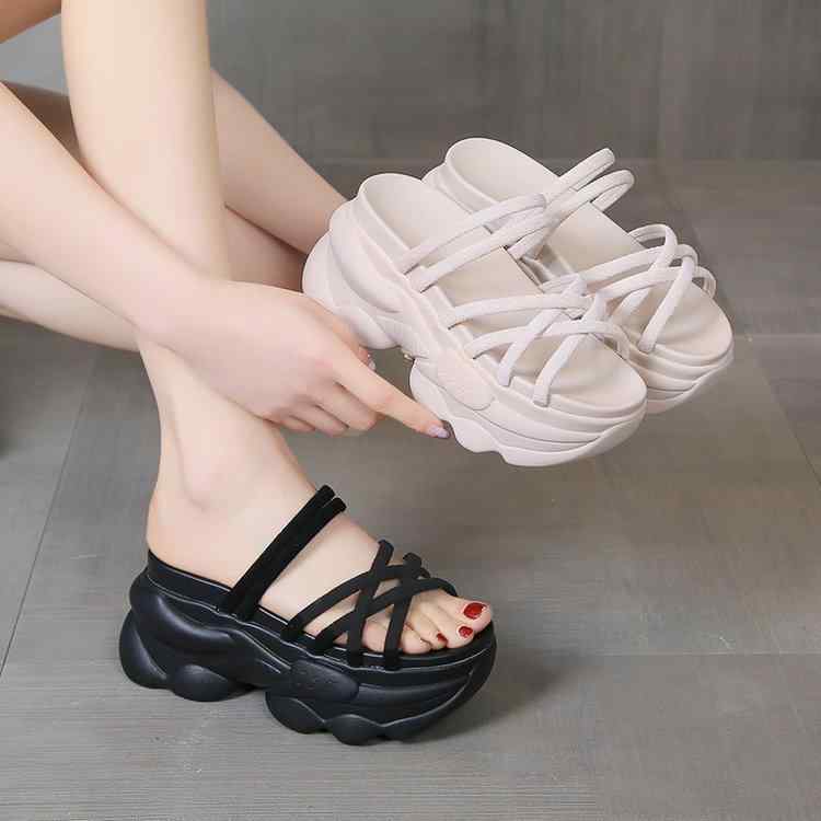 サンダル レディース 厚底 2way 韓国 ハイヒール ミュール スリッパ 歩きやすい 普段使い 外履き 美脚 かわいい おしゃれ・カラー: ベージュ, ブラック・サイズ: 34, 35, 36, 37, 38, 39・甲材: PU・種類:...