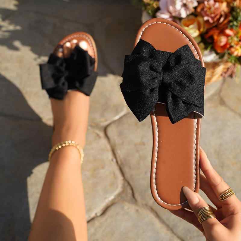 サンダル レディース 大きいサイズ ぺたんこ フラット 蝶結び スリッパ 外履き かわいい 普段使い ソフト ローヒール 歩きやすい