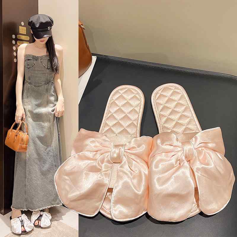 2サンダル レディース 外履き 夏 涼しい スリッパ 韓国 かわいい 蝶結び 柔らかい底