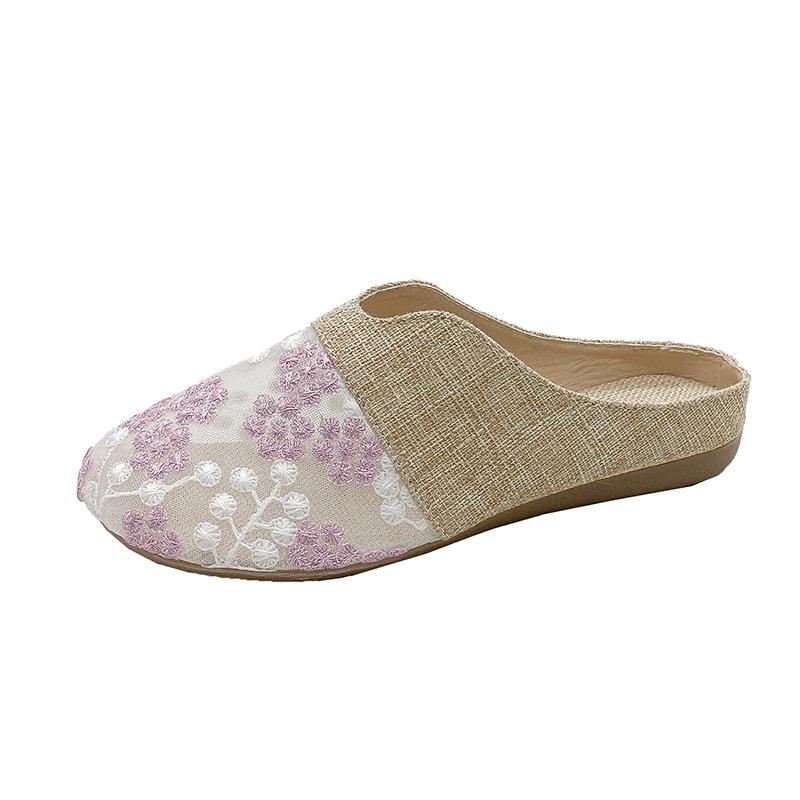 サンダル レディース ローヒール フラット ぺたんこ メッシュ アッパー ラウンドトゥ スリッパ サボ サンダル 涼しい 蒸れにくい 通気性 スリッポン モード リゾート 普段使い