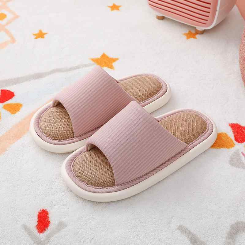 2スリッパ レディース メンズ 静音 滑り止め 亜麻 リネン 吸汗 通気性 ストライプ 軟らかい ソフト 春夏 秋冬 普段使い 室内 室外