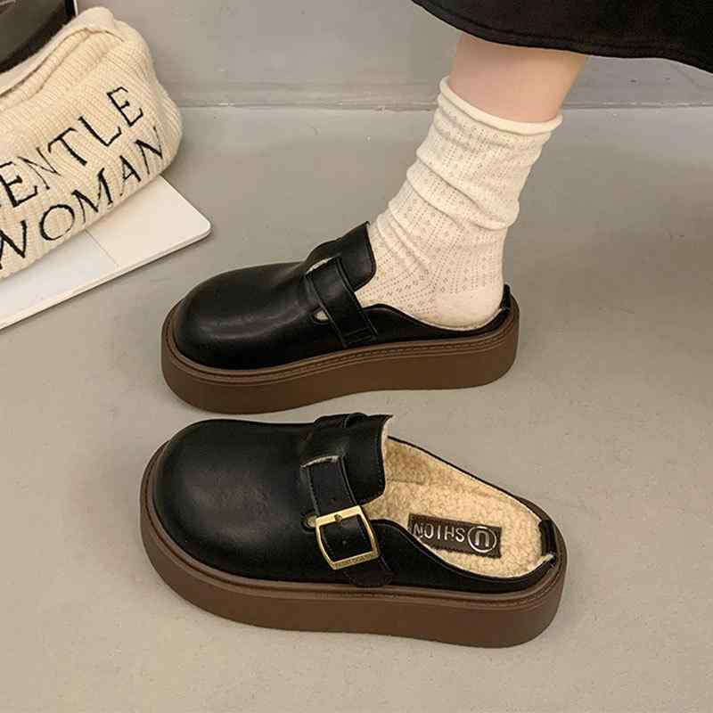 サンダル レディース 秋冬 厚底 スリッパ サボ サンダル ファー付き 暖かい ローファー かわいい ぺたんこ 履きやすい 歩きやすい カジュアル 普段使い デイリー