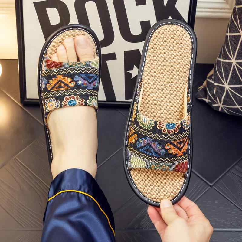 2サンダル メンズ レディース 室内履き ルームシューズ 厚底 滑り止め 涼しい 通気性 吸汗 亜麻 リネン 春夏