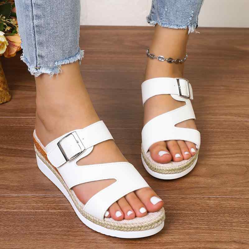 サンダル レディース 厚底 坡跟 ローマ風 カジュアル 普段使い スリッパ クッション性 歩きやすい 黒 白 旅行