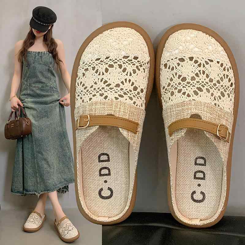 サンダル レディース 春夏 外履き スリッパ 2025 亜麻 リネン 涼しい ムレない つっかけ フラット ローヒール 歩きやすい 疲れにくい ナチュラル かわいい おしゃれ