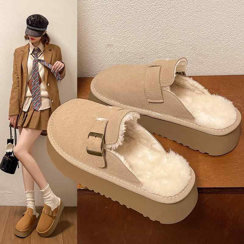 サンダル レディース 秋冬 ファー スリッパ ボア あったか 防寒 クッション 厚底 滑り止め ルームシューズ オフィス サボ 外履き かわいい