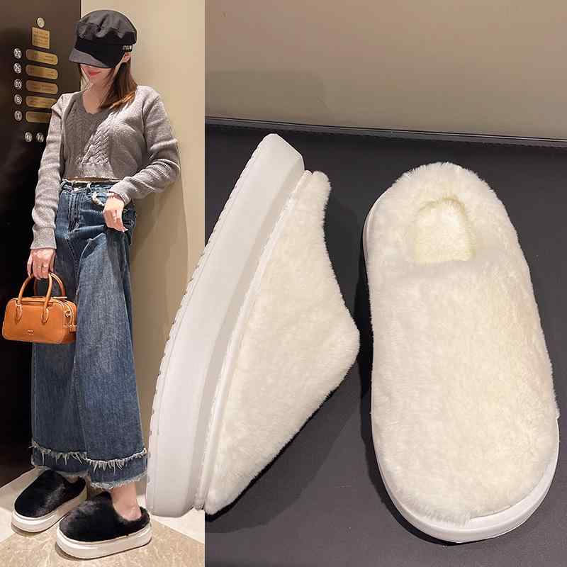 2サンダル レディース 秋冬 防寒 室内履き スリッパ ルームシューズ 厚底 滑り止め あったか モコモコ かわいい 韓国 女性 靴