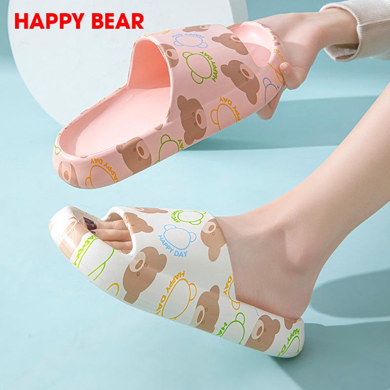 サンダル レディース 厚底 クマ柄 ルームシューズ 室内履き バススリッパ EVA 滑り止め 静音 通気性 快適 かわいい 春夏