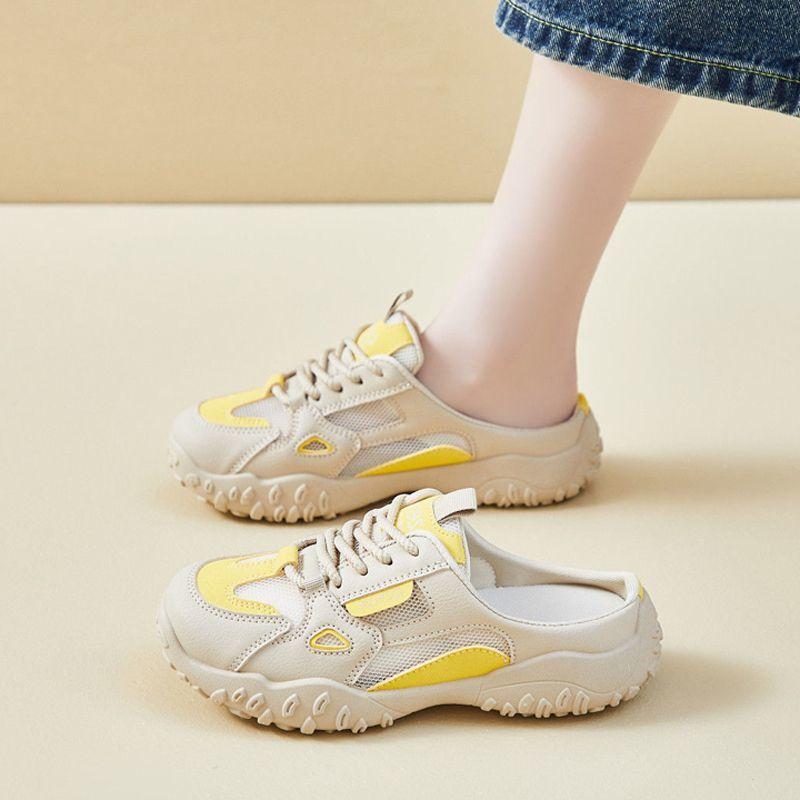 サンダル レディース 厚底 スリッパ 網状 メッシュ 通気性 スポーツ 普段使い レジャー 軽量 婦人靴 ローカット スニーカー スリッポン カジュアル 白