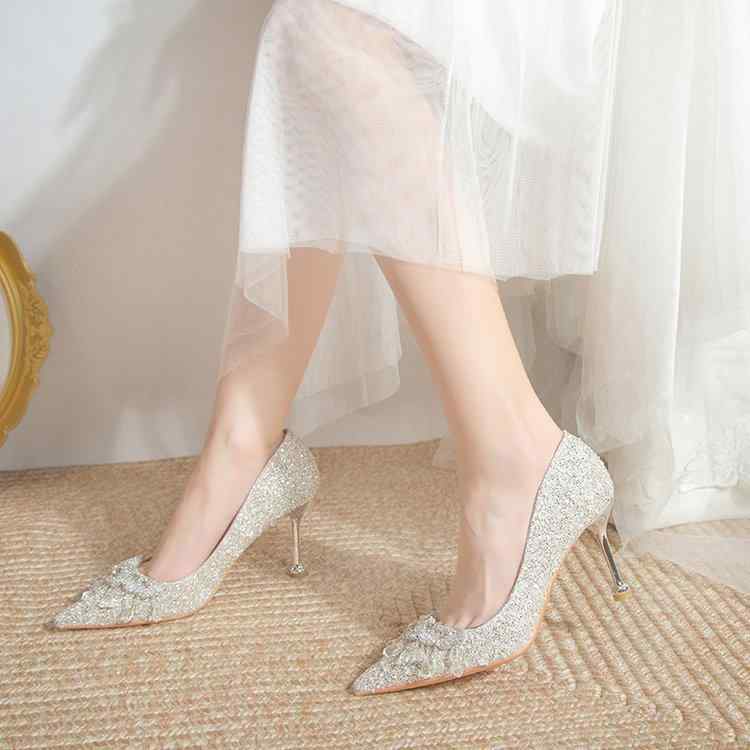 靴 レディース ウェディング ブライダル ハイヒール パンプス 結婚式 新婦 シューズ ウエディングシューズ 二次会 パーティー プロポーズ 披露宴 ブライダルシューズ ポインテッドトゥ ビジュー エレガント かわいい
