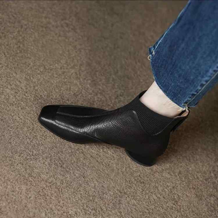 靴 レディース 深口靴 ニット フラットヒール ローヒール スクエアトゥ 柔らかい 履きやすい 痛くなりにくい 歩きやすい 婦人靴 カジュアル 秋冬 レトロ かわいい・対象年齢: 成年・靴の材質: 二層牛革・靴底の材質: ゴム・対象性別: ...