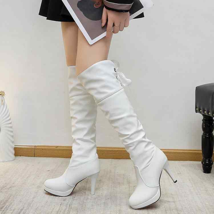 ブーツ レディース 秋冬 ハイヒール ロングブーツ 防水 厚底 蝶結び飾り付き ジョッキーブーツ ライダーブーツ 美脚効果 大人 女性用 エレガント カジュアル