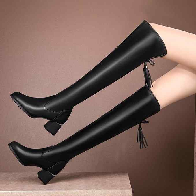 2ブーツ レディース ロングブーツ 太ヒール 美脚 大筒周り ゆったり ストレッチ スムース スエード 黒 ブラック 歩きやすい 痛くなりにくい 履きやすい カジュアル 秋冬